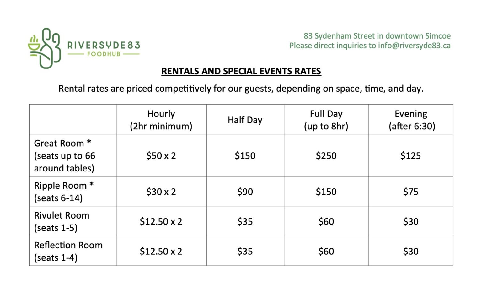 Event & Meeting Spaces | Riversyde 83